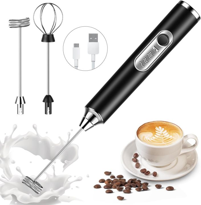 3-Speed Electric Frother for Coffee with 2 Whisks, Coffee Frother Mixer ...