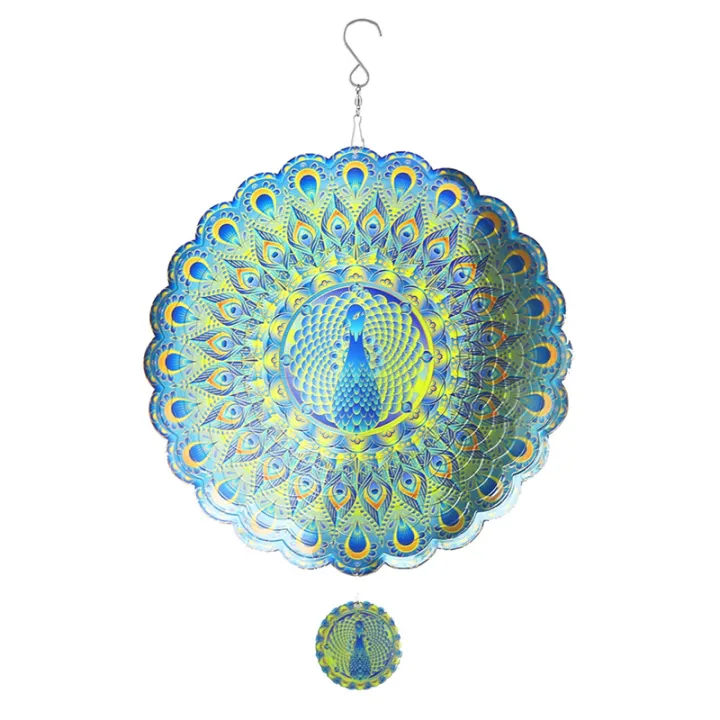 3D Wind Spinner Peafowl 12Inch Garden Laser Cut Hanging Wind Spinners ...
