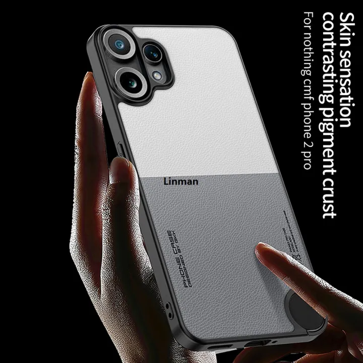 Linman Ultra-thin Skin-friendly Two-tone Plain Leather Phone Cas e For ...