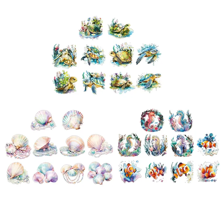 Marine Animals Stickers for Girls, PET Waterproof Gold Holographic ...