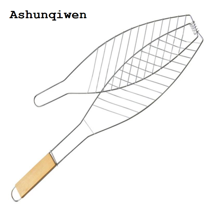 Ashunqiwen Barbeque Fish Grill, Net Bbq Tool - Silver fish bbq grill ...