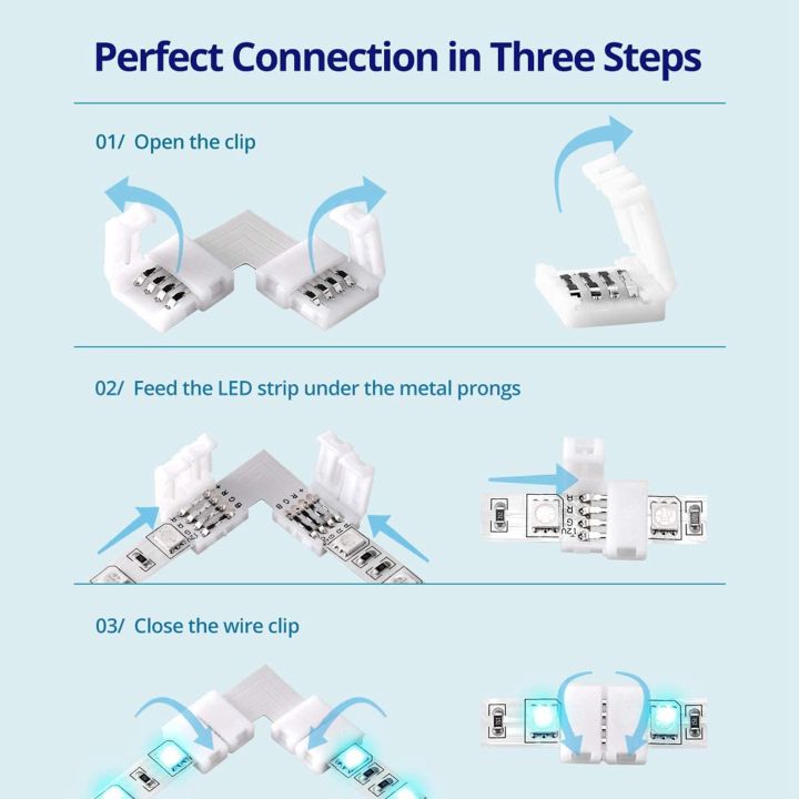 2 set LED Light Strip Connectors 4 Pin RGB LED Lights Connectors ...