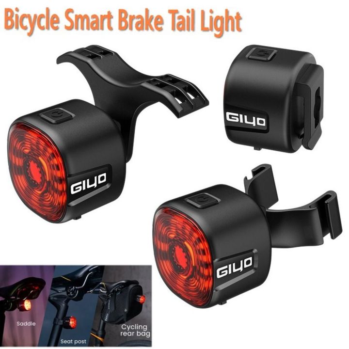 Safety Warning Rechargeable Smart LED Bike Brake Tail Light 6 Modes ...