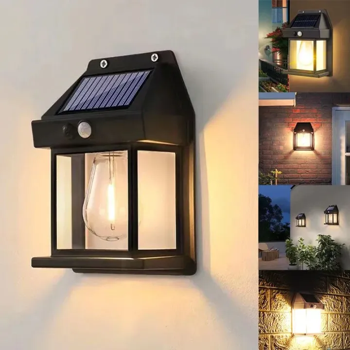 AeromaX Tungsten Bulb Powerful LED Solar Outdoor Garden Wall Light with ...
