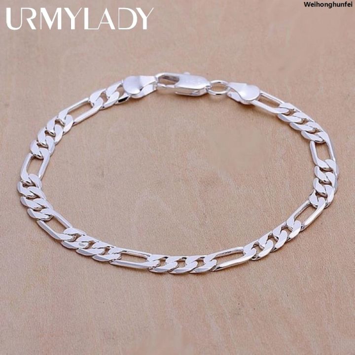 Weihonghunfei925 Sterling silver Bracelet 6mm chain Wedding nice gift ...
