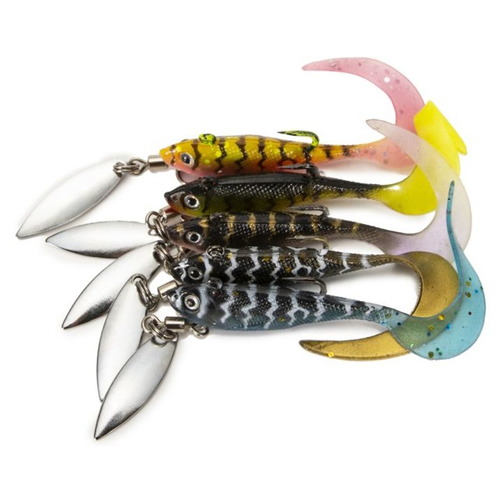 5Pcs Sinker Reel Soft Lures with Sequins and Lead Wraps Fish-Shaped ...