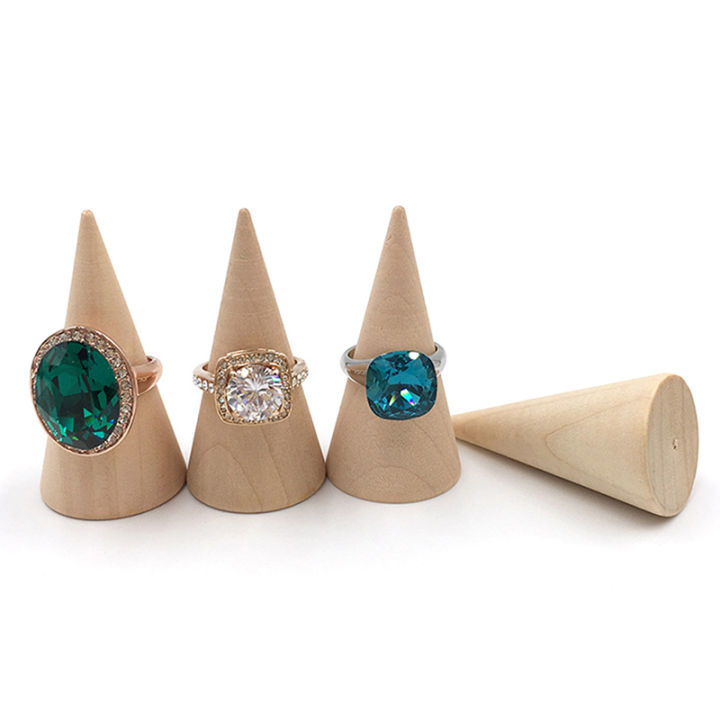 Vintage Wood Finger Ring Holder Display Stand Organizer Storage Rack ...