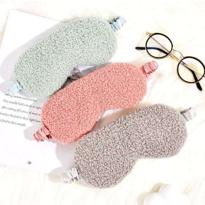 Plush Cover Sleep Night Mask Warm Cute Travel Relax Blindfold Block ...