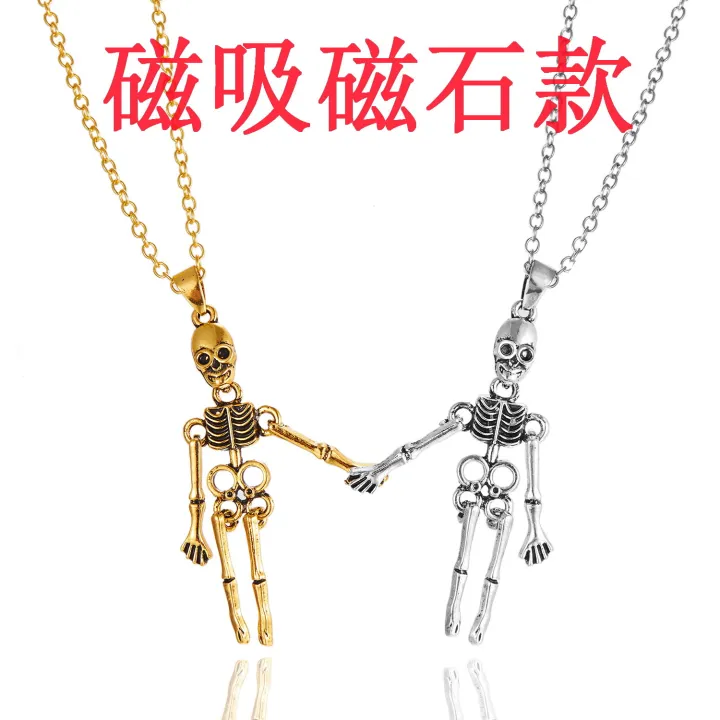 Factory direct cross-border Amazon new vintage skeleton ghost necklace ...