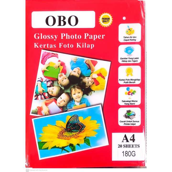 OBO 180 GSM A4 Size Glossy Photo Paper – Pack of 20 Sheets, | Daraz.com.np