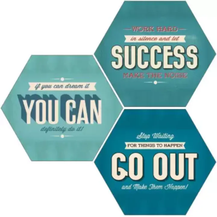 NEXO DECOR Set of 3 Hexagon Motivational Quotes UV Textured Digital ...
