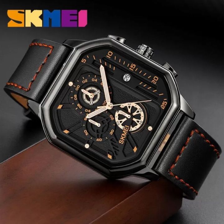 SKMEI 1963 Men's Fashion Multifunction Chronograph Square Dial Date ...