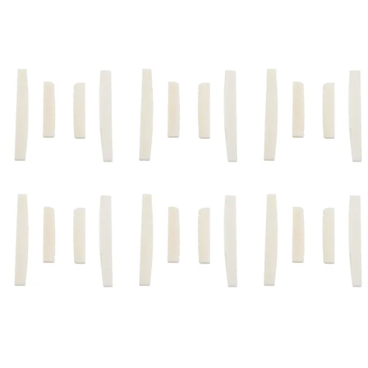 12 Sets of 24Pcs 6 String Acoustic Guitar Bone Bridge Saddle and Nut ...