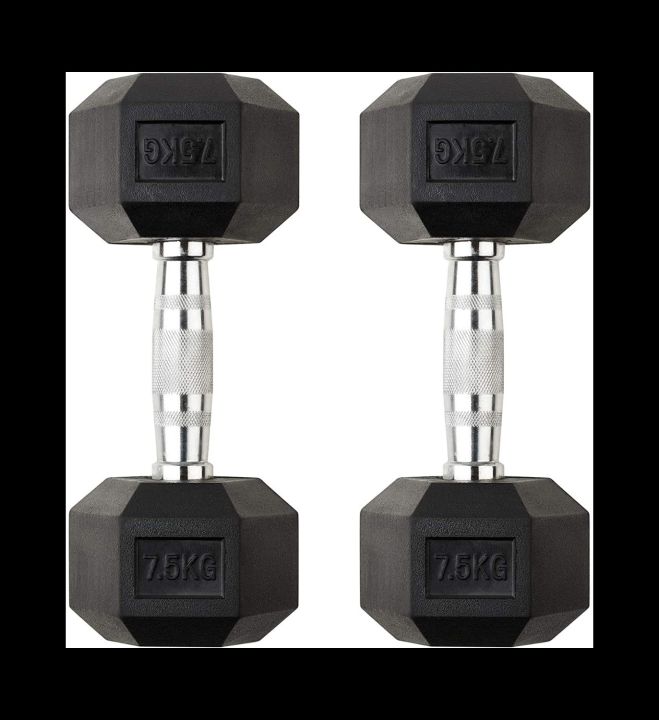 2.5Kg, 5kg, 7.5kg. 10kg Rubber Hex Dumbbells (Pair) | Daraz.com.np