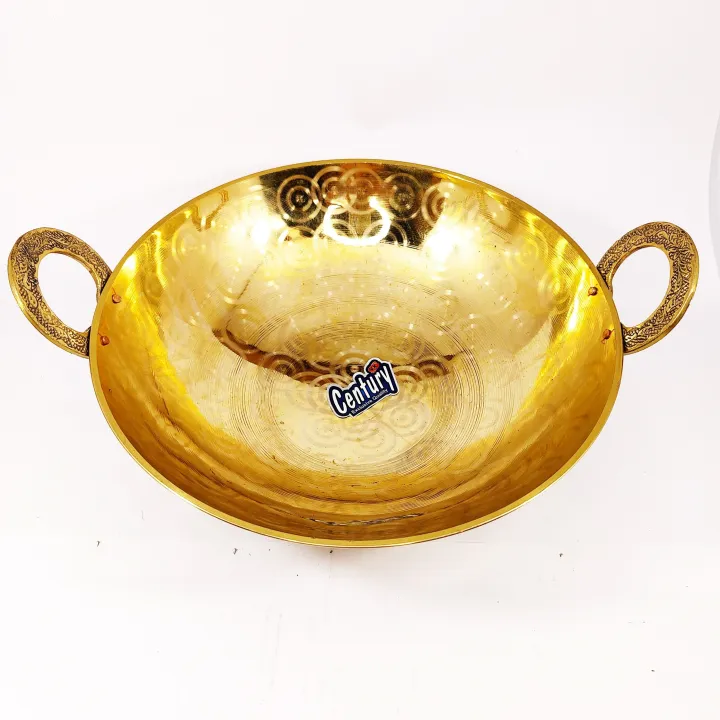 Brass Kadhai Heavy 30 Cms Pital Kadahai Karai Deep Fry pan Royal Kadahi ...