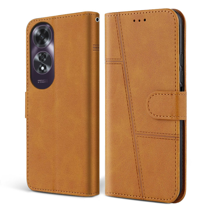 Vantime for OPPO A60 4G Retro PU Leather Wallet Case Flip Clasp Stand ...