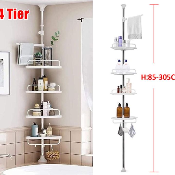 Telescopic 4 Tier Adjustable Shower Corner Bathroom Shelf Caddy ...