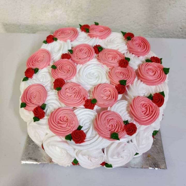 Vanilla Pink Colour Rose Theme Cake -1 Pound | Daraz.com.np
