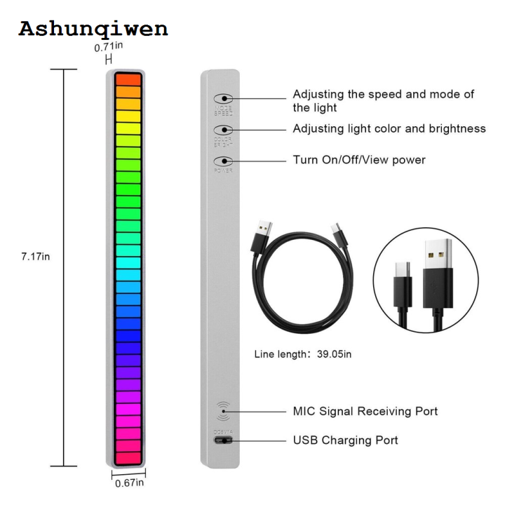 Ashunqiwen 【2025 Version】 RGB Lamp LED Strip Lights Pickup Light Sound ...