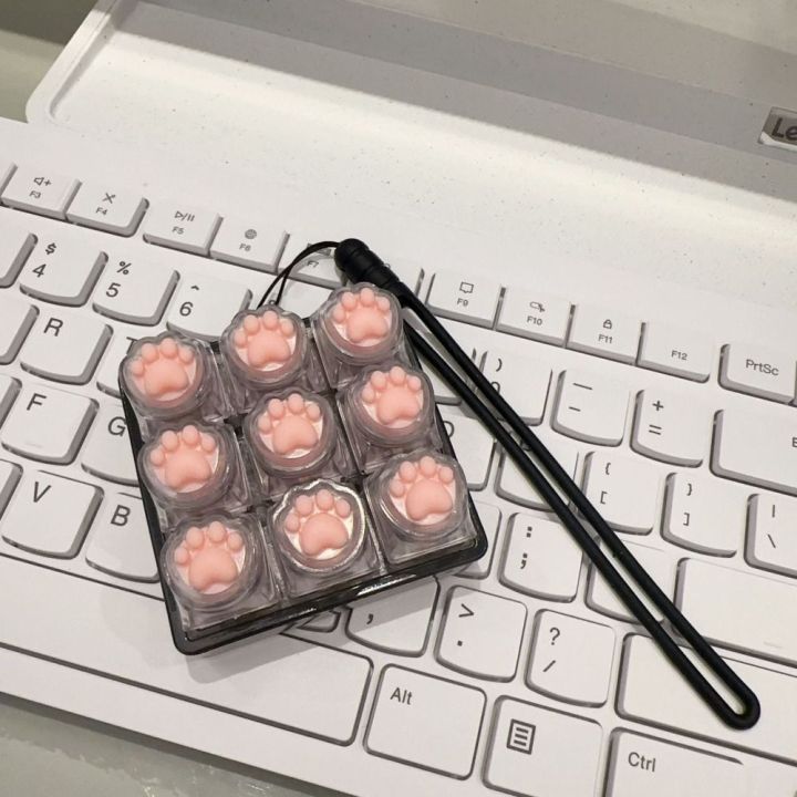 Relaxing 9Keys Fidget Keychain DIY Keyboard Keys Button Finger Keyboard ...