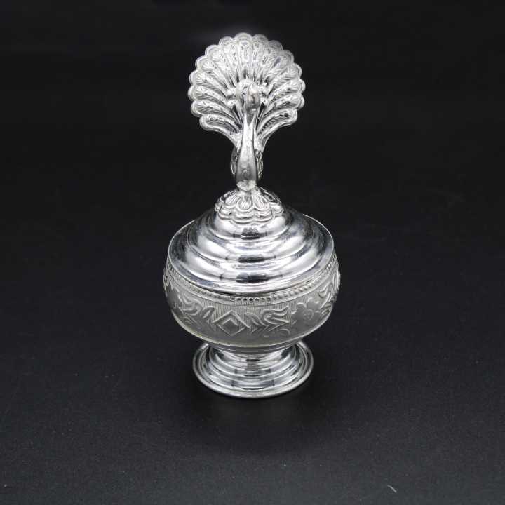 Silver Round Peacock Design Shindur Box 56.35Gram | Daraz.com.np