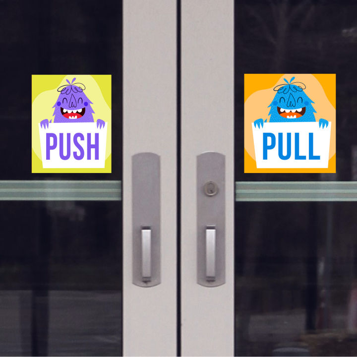 Push Pull Sign Self Adhesive Plastic Signage Board for Glass Wooden ...