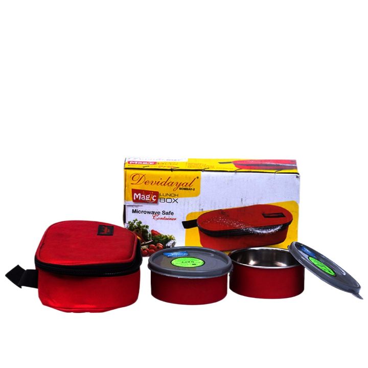 DeviDayal Microwave Safe Magic Lunch Box With Insulated Bag - 2 ...