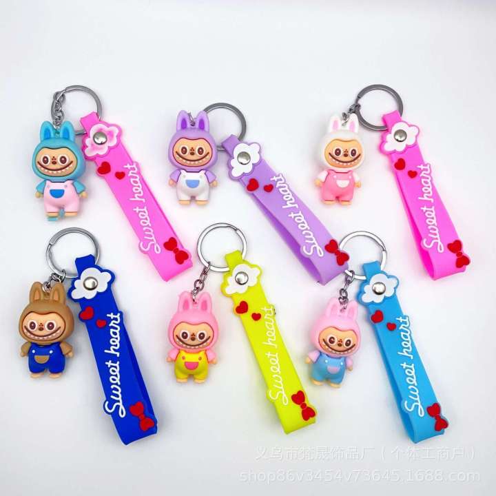Little Sheep Car Keychain Cute Soft Rubber Labubu Plush Doll Pendant ...