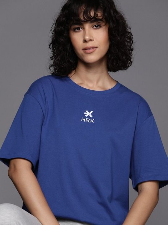 HRX by Hrithik Roshan Blue Brand Logo Printed T-shirt For Women | Daraz ...