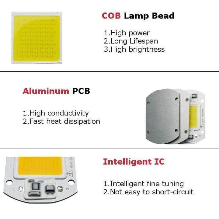 Led 50 Watt AC 220V 50W High Brightness LED COB Chips LED Light Beads, 1 Pcs | Daraz.com.np