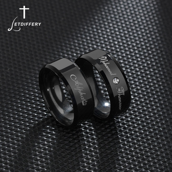 Letdiffery Personalized Stainless Steel Couple Jewelry Custom Engrave ...