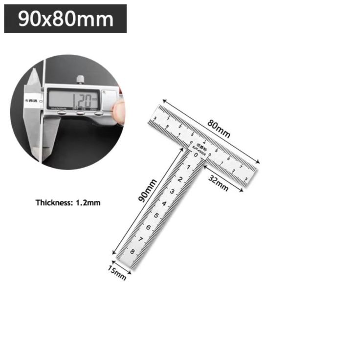 Layout Stainless Steel T-Shaped Ruler Measuring Tool Sturdy Right Angle ...