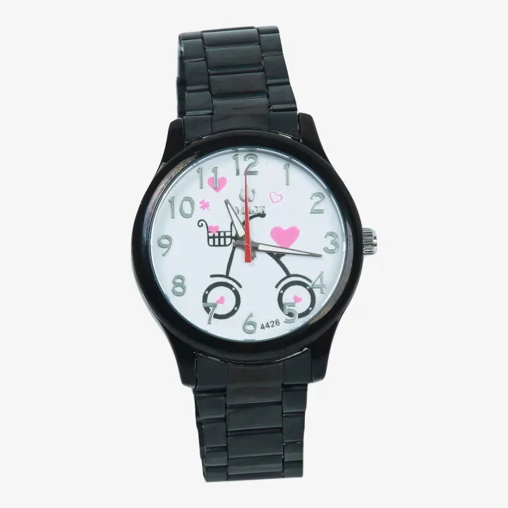 Image Black Chain White Dial Printed Watch For Men | Daraz.com.np