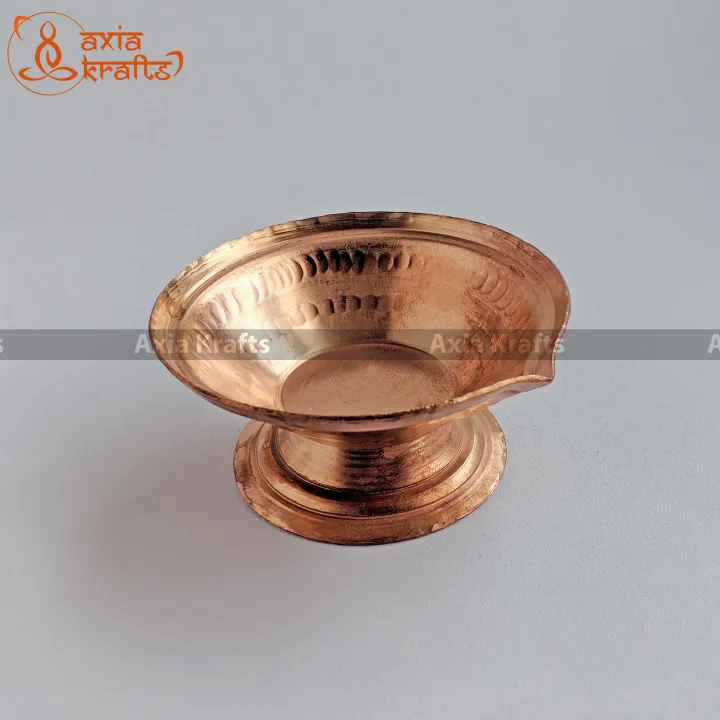 Axia Krafts Copper Diyo with stand 7.8cms Diameter 90 Gms Tama Diyo ...