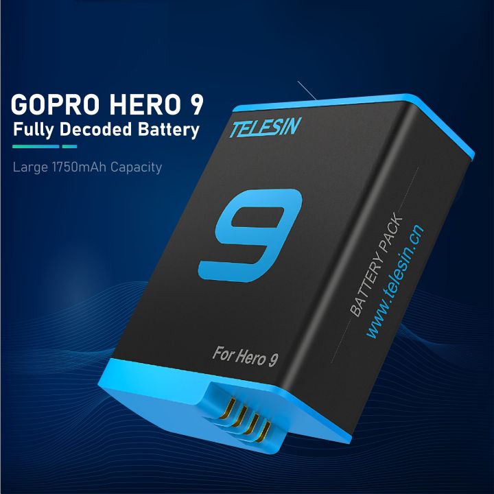 GoPro Hero 9/10/11 Battery 1750mAh Rechargeable Lithium Batteries Fully ...