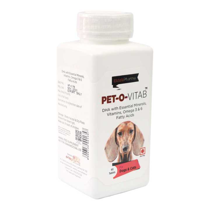 Ektekpharma Pet-O-Vitab Dha Essential Minerals Fatty Acid, 60 Tablets ...