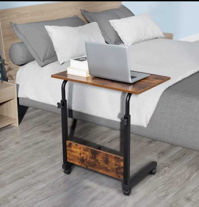 Height Adjustable Wooden Laptop Table With Wheels- 60cm X 40cm | Daraz ...
