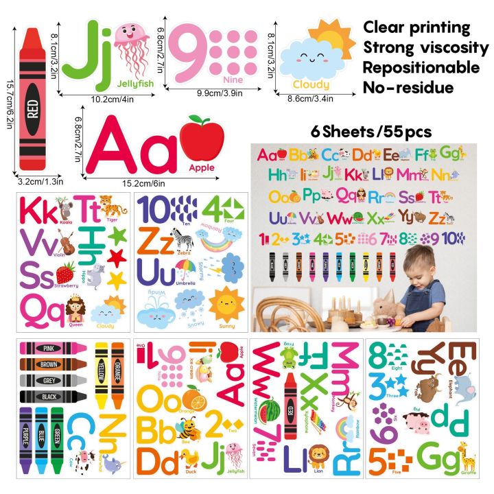 NEW Art PVC Wallpaper Bedroom Kids Room Letters ABC Animals 26 Wall ...