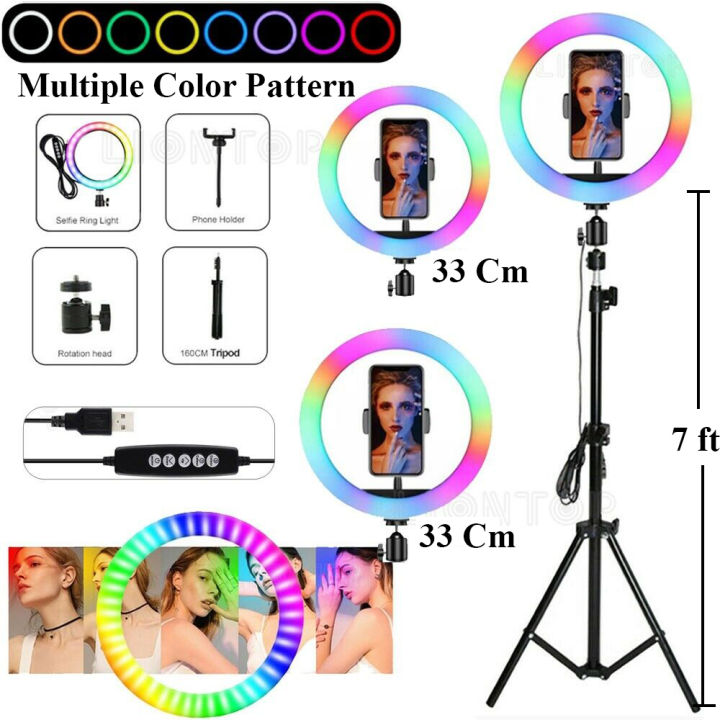 26cm RGB LED Ring Light/Tiktok Light With 7 Ft Tripod Stand Dimmable ...