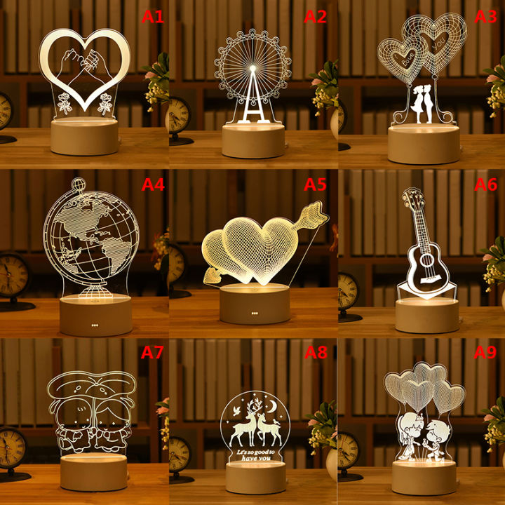 3D Plate LED Lamp Creative Night Lights Novelty Illusion Night Lamp ...