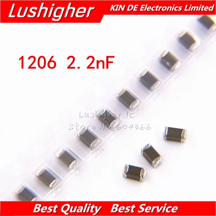 100pcs 1206 2.2nF 2200pf 222K 100V X7R Error 10% SMD Ceramic Capacitor ...