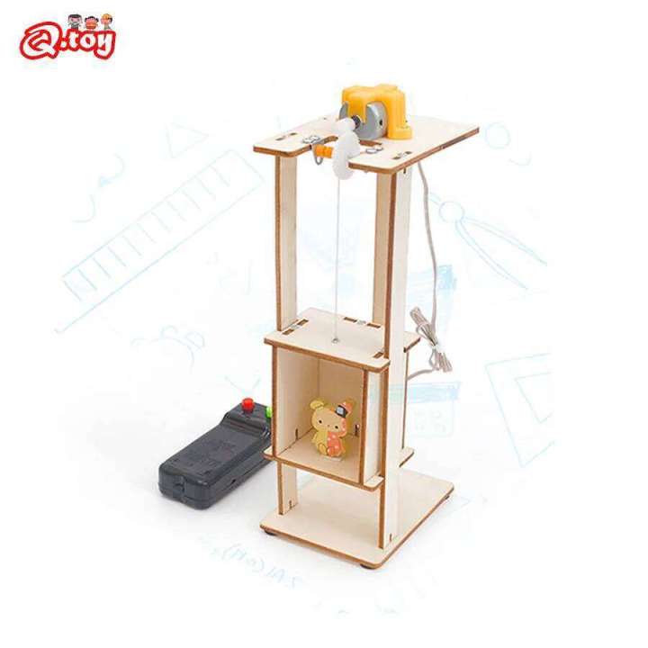 DIY Electric Remote Control Lift Elevator Wooden Model Kit School ...