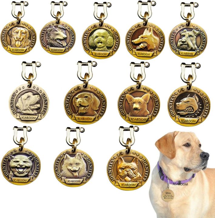 Pets Head Portrait ID Tags for Dog Metal Collar Identity, 3D Custom ...