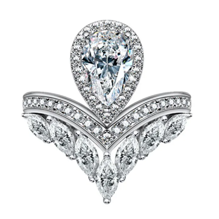 New Tik Tok Crown Moissanite Teardrop Zirconia Diamond Ring Ring ...