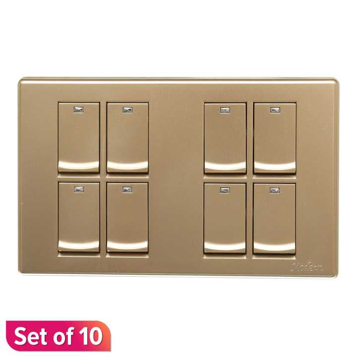 Golden Modern 8 Gang Switch Set of 10 | Daraz.com.np
