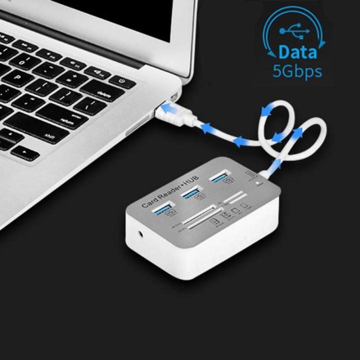 USB 3.0 Card Reader 3 Ports USB Hub 3.0 High Speed External Memory Card ...
