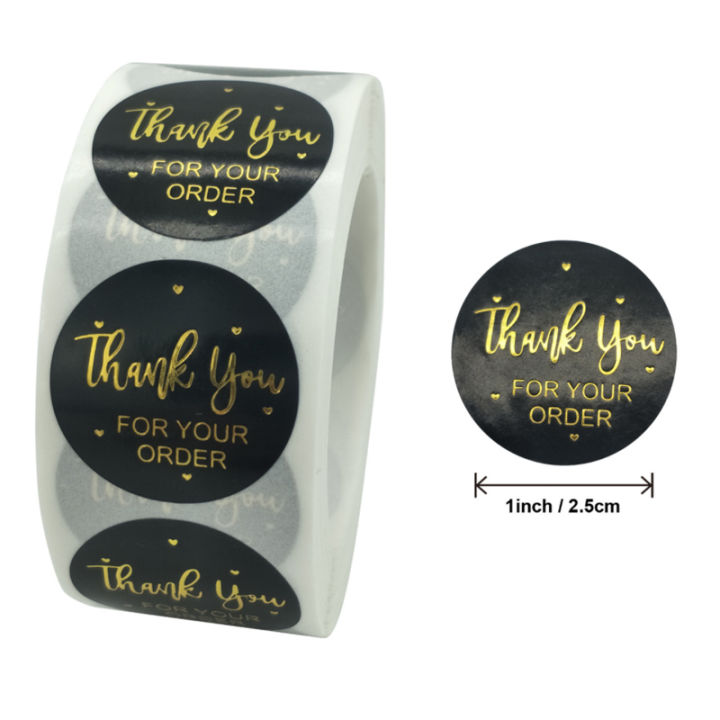 Premium Black- Thank You Stickers - 1 inch Circle Labels / 500 Per Pack ...