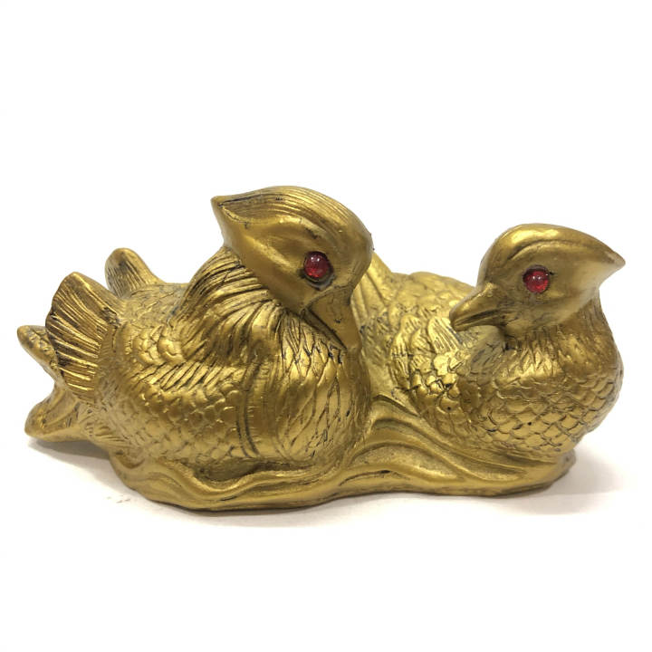 Duck Couple Feng Shui Vastu Golden Ceramic Showpiece / Good Luck Figure ...