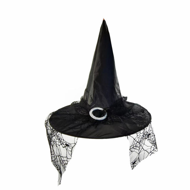 Halloween Witch Hat Adult Kids Black Purple Witch Hats Masquerade Lace ...