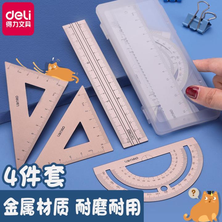 Powerful metal ruler set 20cm steel ruler students with triangular ...